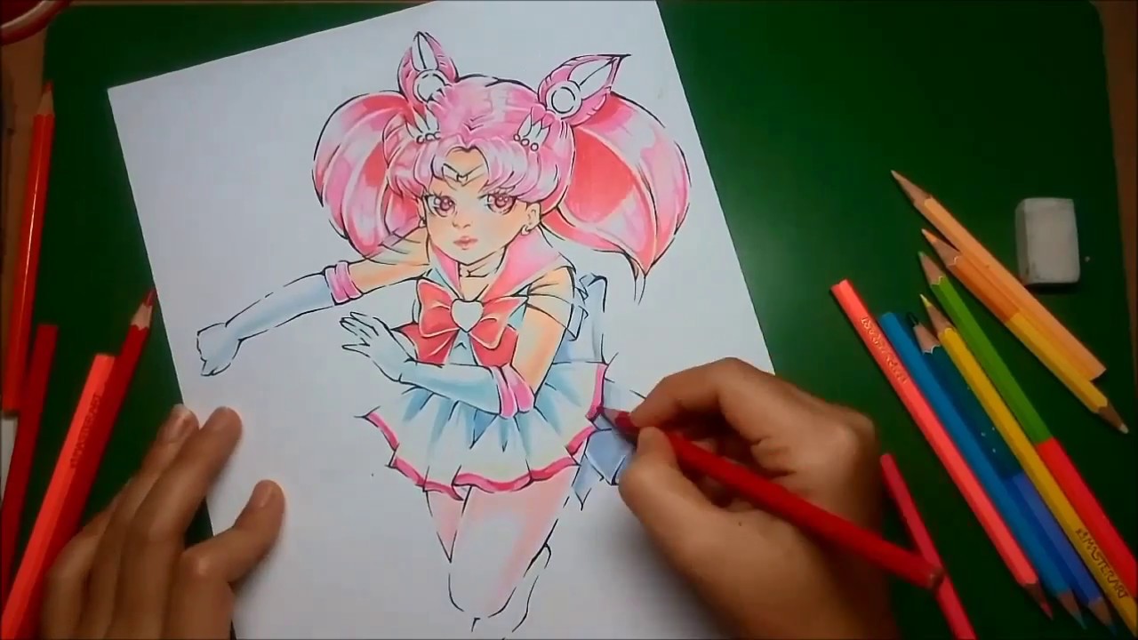 Sailor Moon Mini Moon :Speed Drawing Chibiusa (セーラーちびムーン) Fan-Art - YouTube