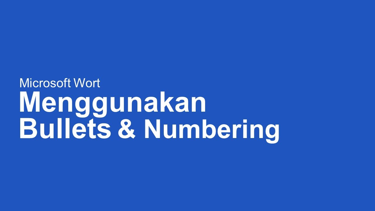 Bullets and Numbering in Word 2016 [Bahasa Indonesia] - YouTube