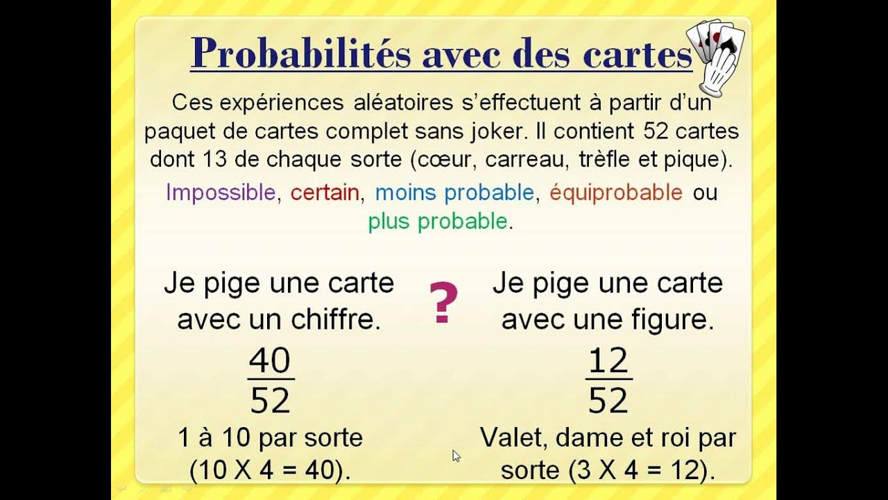 Les probabilités avec des cartes - YouTube
