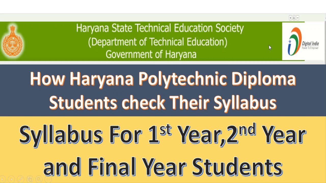 Syllabus of Haryana Polytechnic diploma for All Branches Students ...