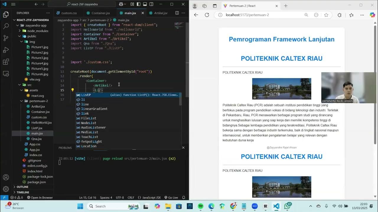 Pertemuan 2 - Komponen Dasar pada React JS dan Pembuatan Project Menggunakan React JS - YouTube