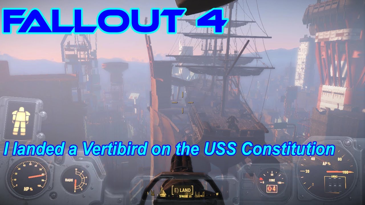 Fallout 4 Landing a Vertibird on the USS Constitution's new position ...