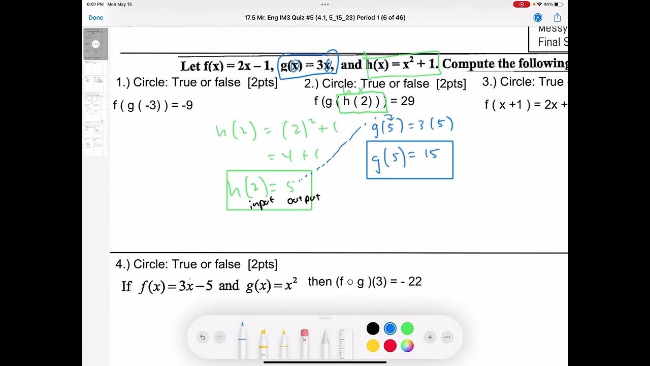 Composite Functions (evaluate using x) - YouTube