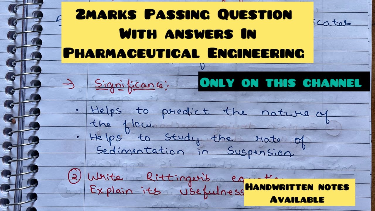 2 Marks Important Handwritten Notes Of Pharmaceutical Engineering|B ...