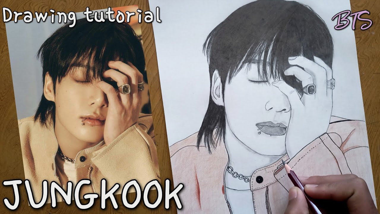 Drawing BTS Jungkook From Golden | How to draw BTS Jungkook | BTS ...