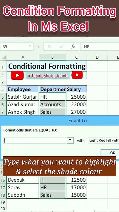 Ms Excel में आपको ये conditional formatting जरूर मालूम होना चाहिए #excel #tricks #shorts - YouTube