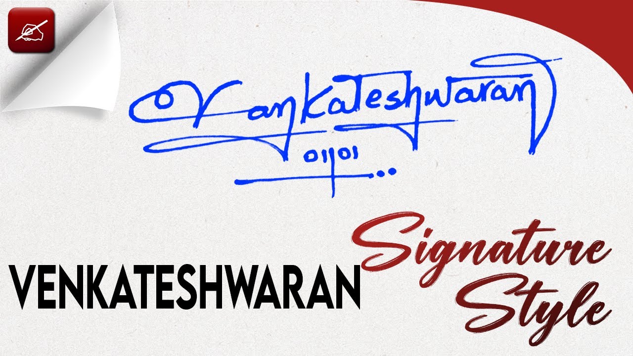 ️ Venkateshwaran Name Signature Design - V Signature Style - How to ...