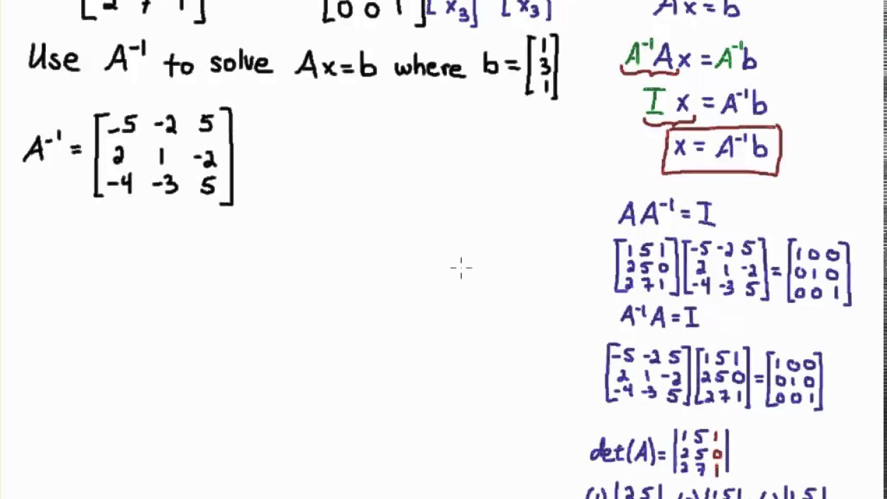 Matrix Inverse To Solve 3 By 3 Linear System YouTube