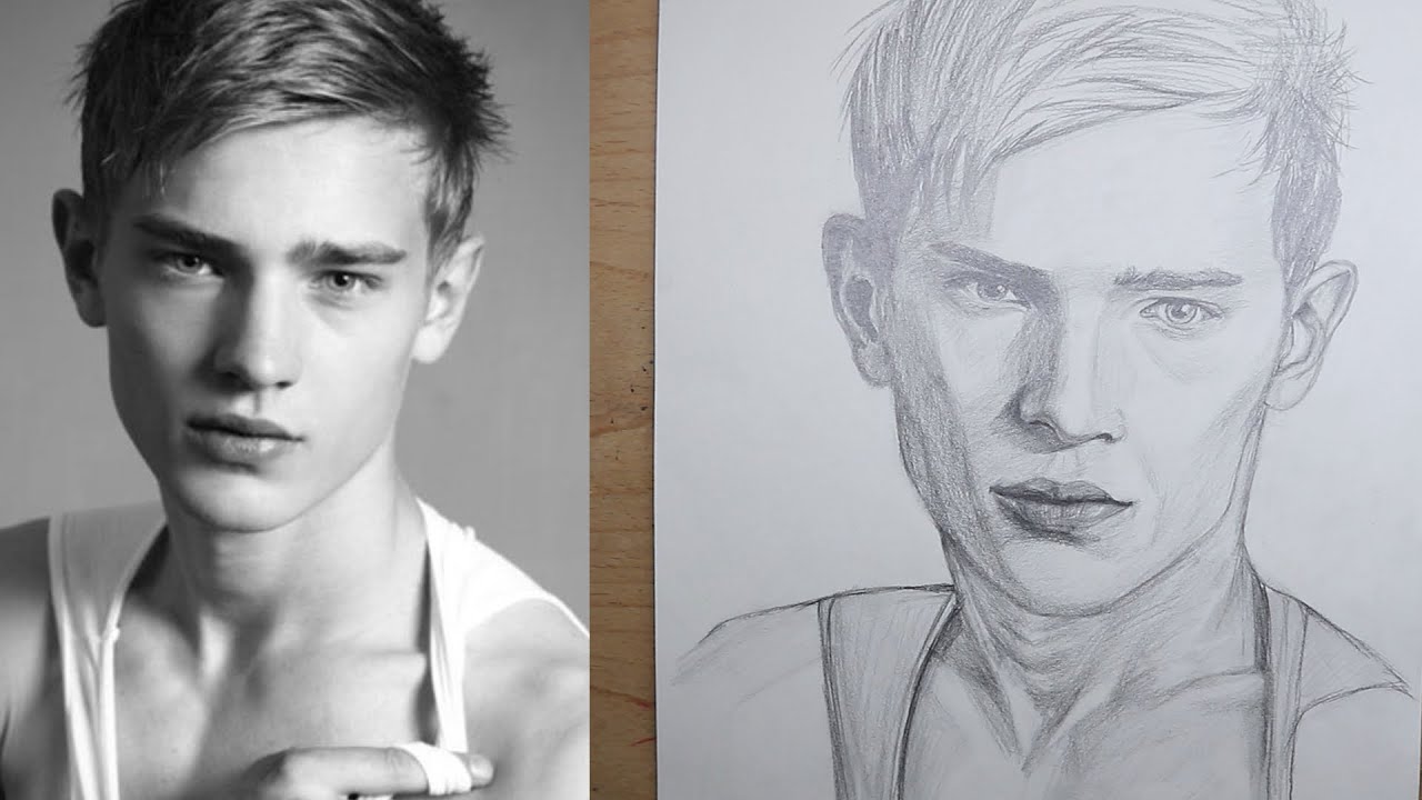 How to draw a handsome boy starting with line draft drawing | step by ...