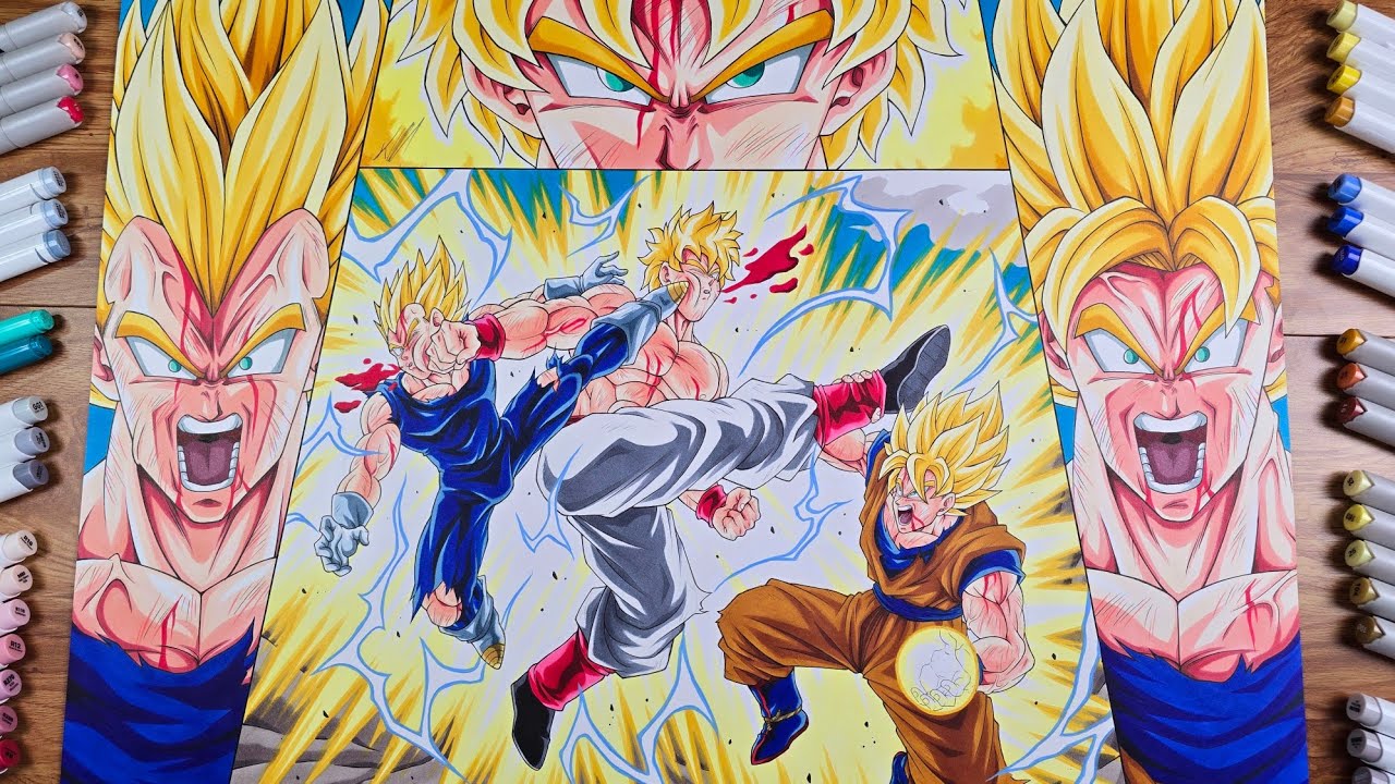 Drawing GOKU & VEGETA Fighting WHO ?? | Commission #163 - YouTube