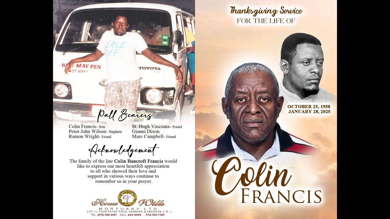 Thanksgving service for Colin Francis - YouTube
