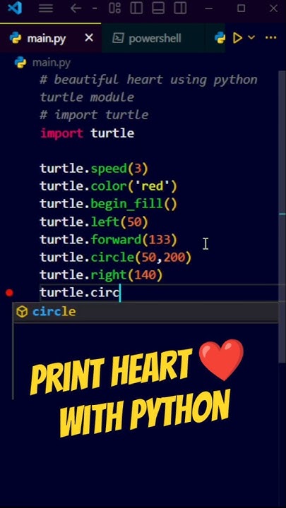 PRINT BEAUTIFUL HEART USING PYTHON TURTLE MODULE #python #coding #programming #trending #shorts ...