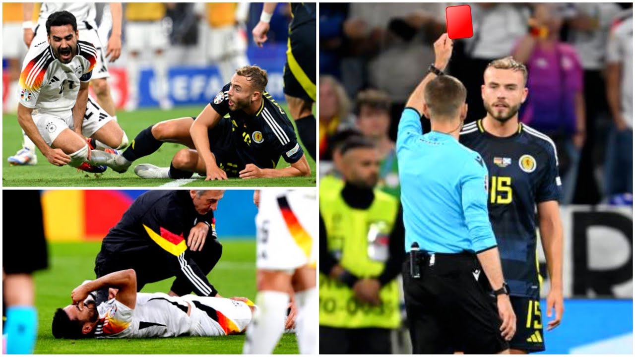 Ryan Porteous red card for Ilkay Gundogan in Germany vs Scotland Euro ...