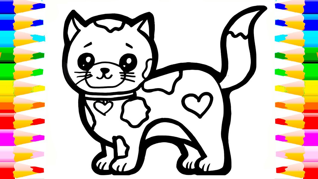 Cute Cat Painting & Coloring for Kids and Toddlers - YouTube