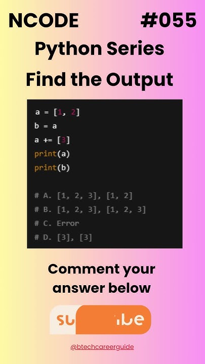 NCODE #055 | Find the Output | Comment your Answer Below | #coding #pythondaily #python # ...