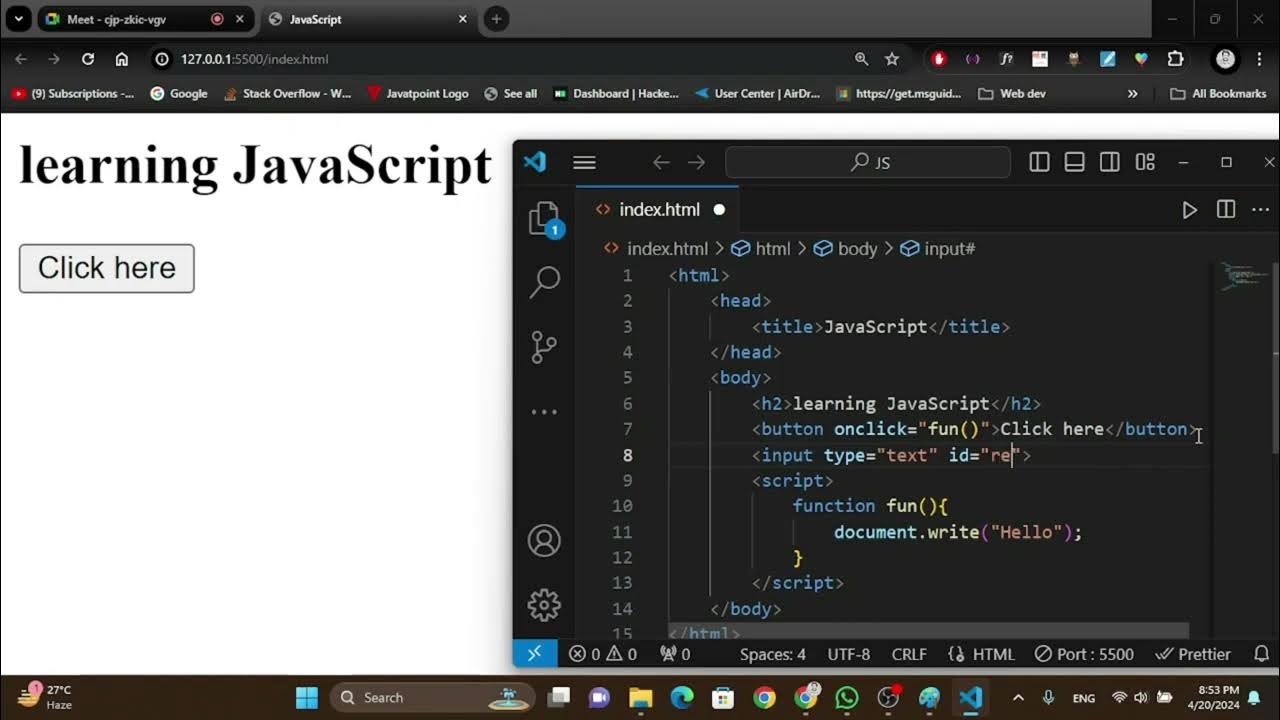 Learn Basic input/output in JavaScript through HTML | Internal or Embedded JavaScript | #NEB ...