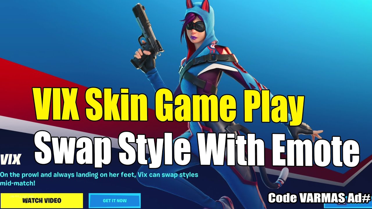 Vix Skin Game Play, Change Style with Emote - Fortnite - YouTube