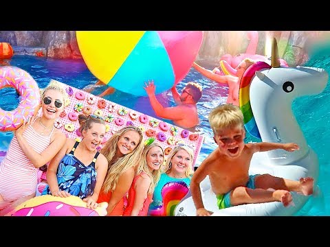 Giant Unicorn Donut Pool Party!