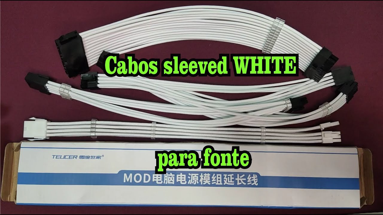 Cabos para fonte personalizado, SLEEVED WHITE + instalação - YouTube