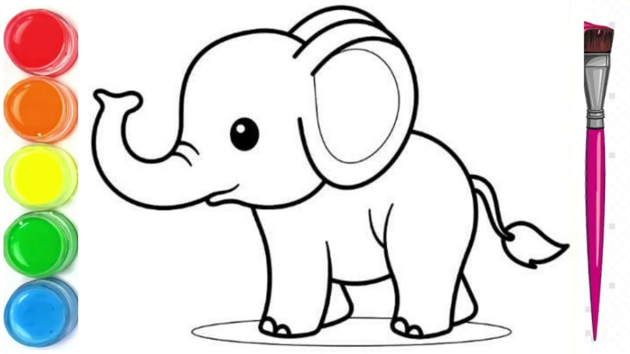 cara menggambar gajah Dan mewarnai gambar gajah untuk anak tk, how to ...