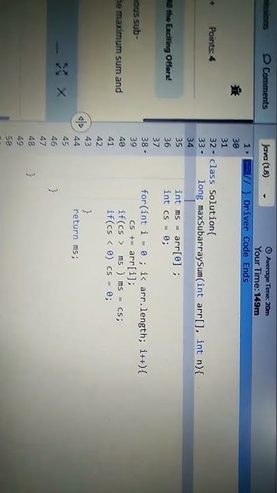 Kadanes Algorithm Optimal Solution. All test cases passed. - YouTube