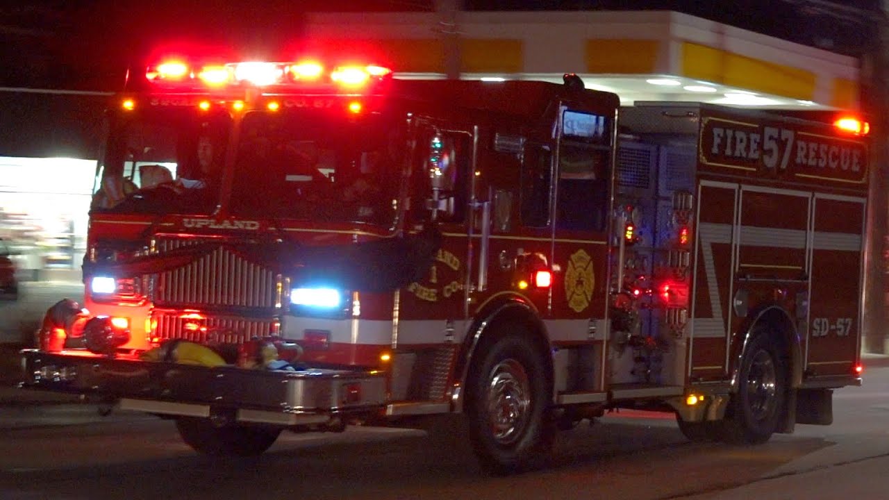 Upland Fire Company Squad 57 & Chief 57 Responding - YouTube