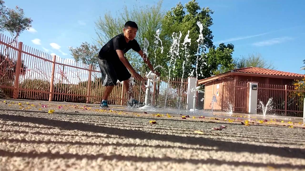 Push ups in Catalina Park splash pad - YouTube