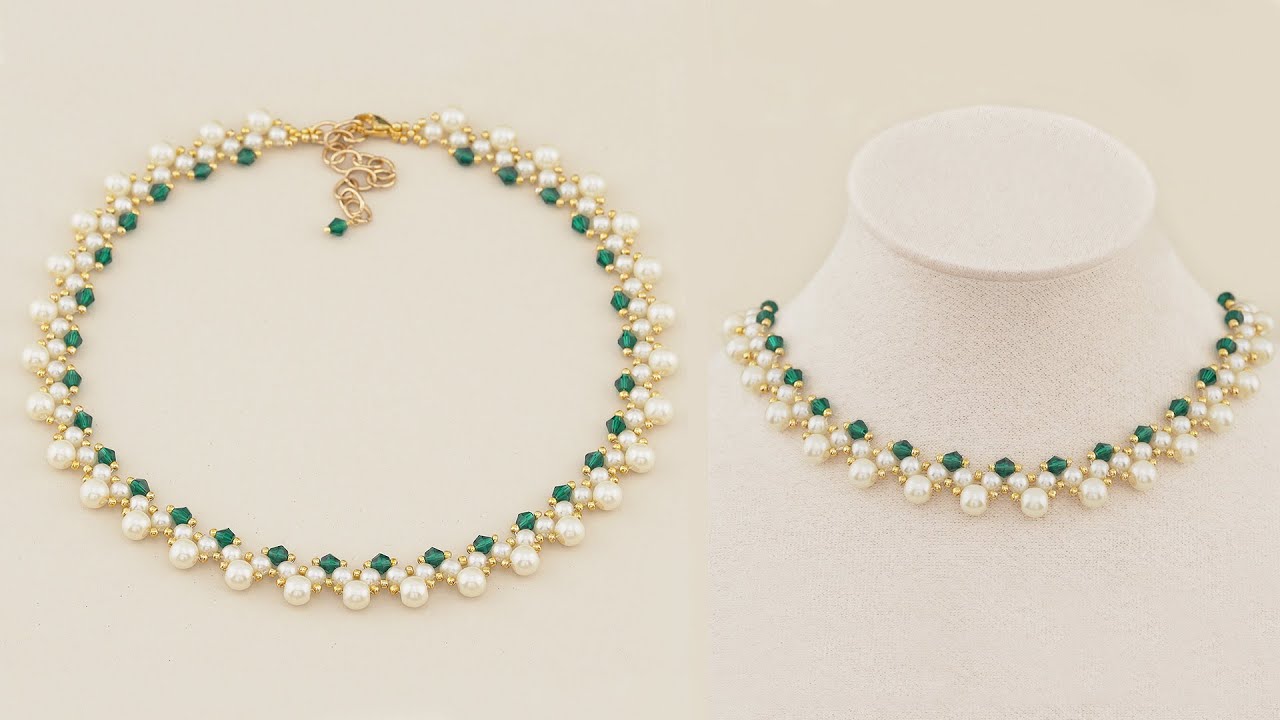 Cyan Crystal Pearl Necklace Tutorial | Easy Beaded Jewelry for ...
