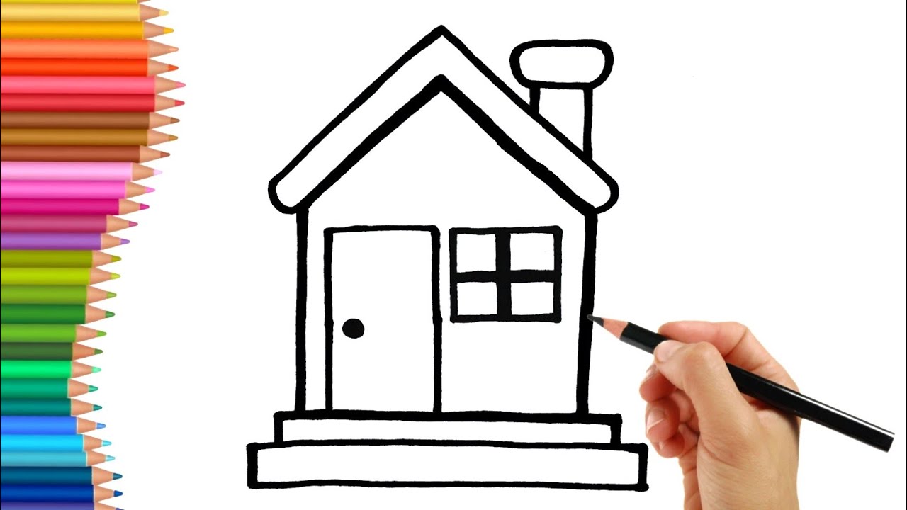 House drawing, painting colour for kids, toodles ideas for kids, DIY ...