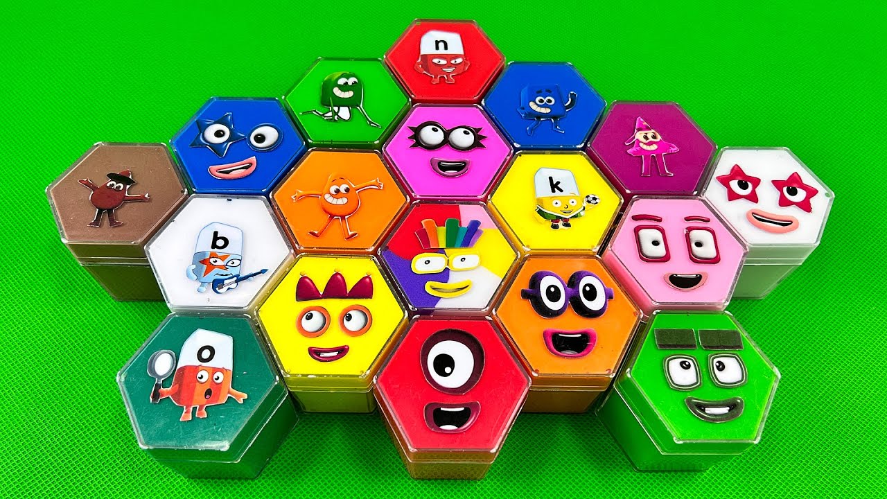 Mixing Rainbow CLAY with Numberblocks, Colourblocks inside Hexagon ...