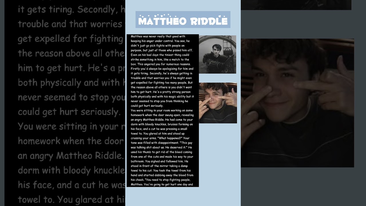 How Mattheo Riddle Would React: You cleaning him up after a fight TW ...