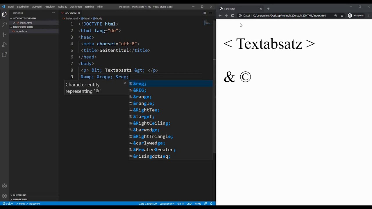 HTML Sonderzeichen / Entities #07 - YouTube