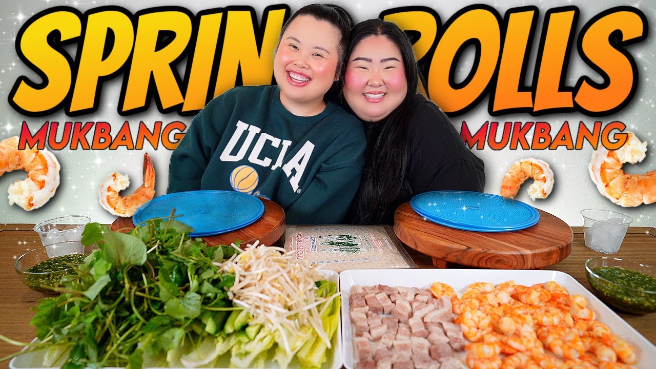 Giant Shrimp Spring Rolls + Pork Belly Mukbang Cooking + Eating Show ...