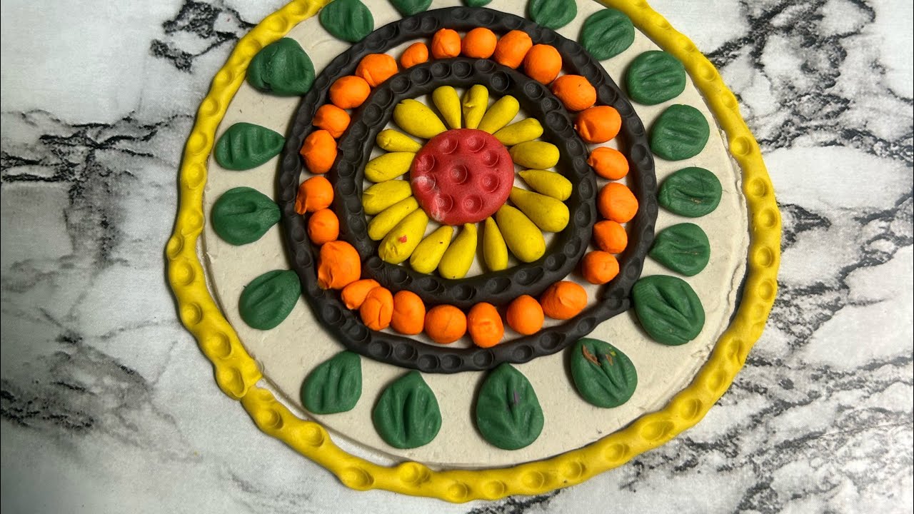 Rangoli with clay easy clay design for beginners @Artbydivyam - YouTube