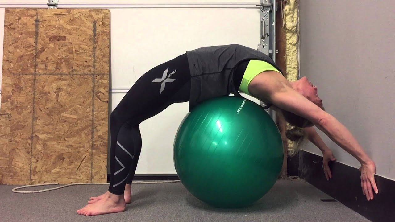 Bridge/Backbend - Hands on Wall with Stability Ball Assist - YouTube