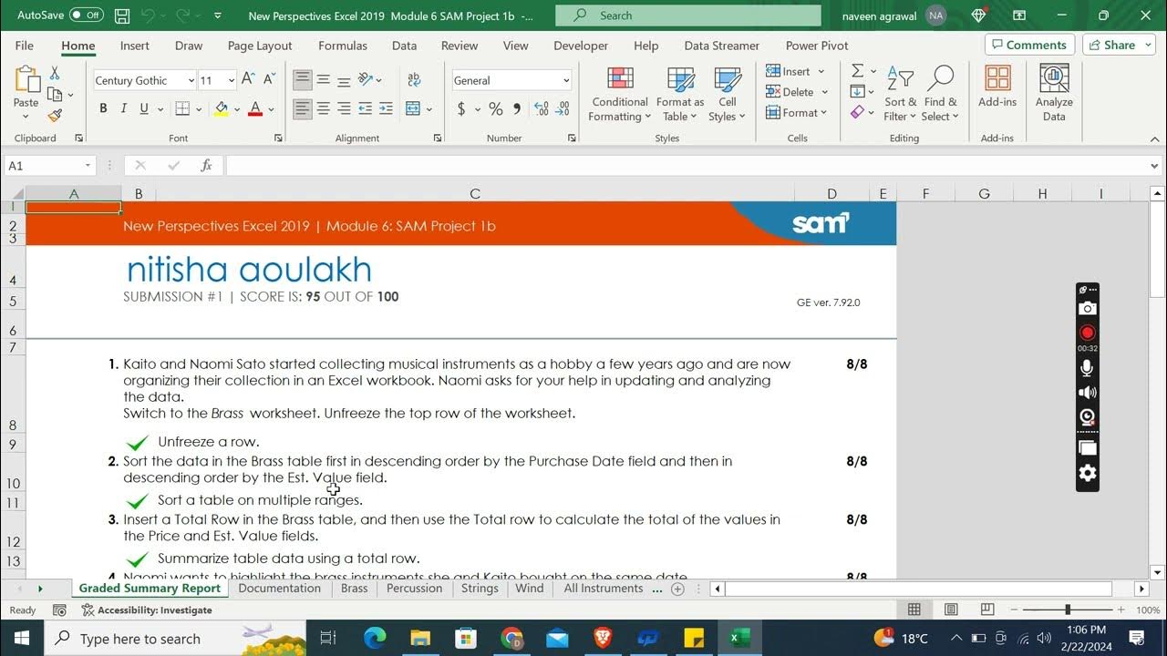 New Perspectives Excel 2019 | Module 6: SAM Project 1a #newperspectives ...