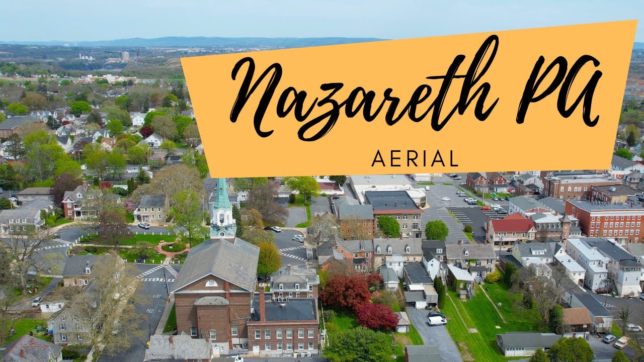 Aerial of Nazareth PA | small town USA - YouTube