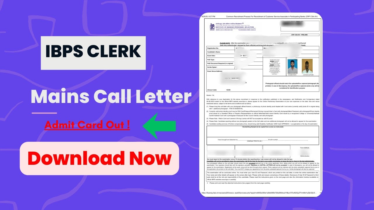 How to Download IBPS Clerk Mains Admit Card 2025 | Direct Link + Easy ...