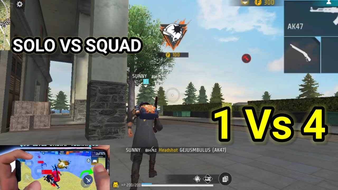 SOLO VS SQUAD Challenge GAMEPLAY Video | Free fire Challenge headshot ...