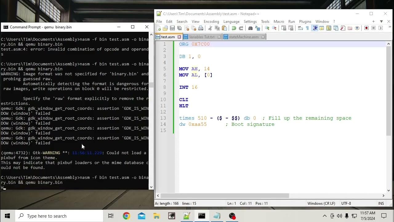 Variables in Assembly for NASM on Windows - YouTube