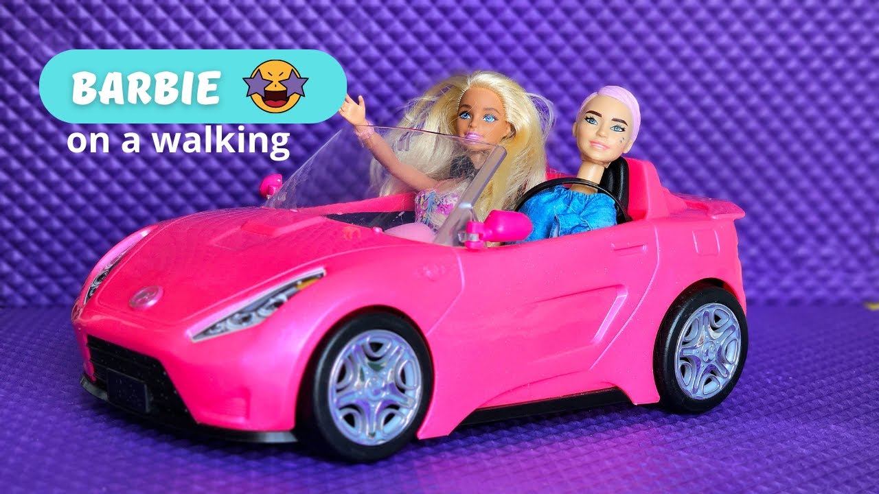 Barbie dolls on walking by car - barbie girl on hiking - cartoons for ...