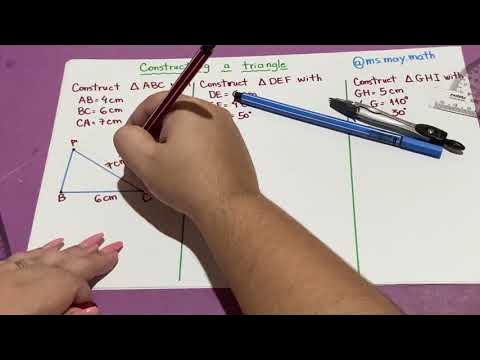 Construct a triangle with ruler, compass and protractor - YouTube