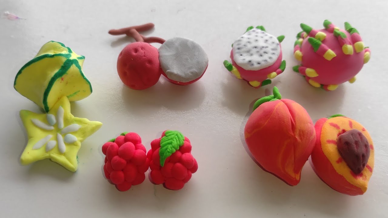 Polymer clay fruits.How to make fruits DOMs clay art for kids.Easy and ...