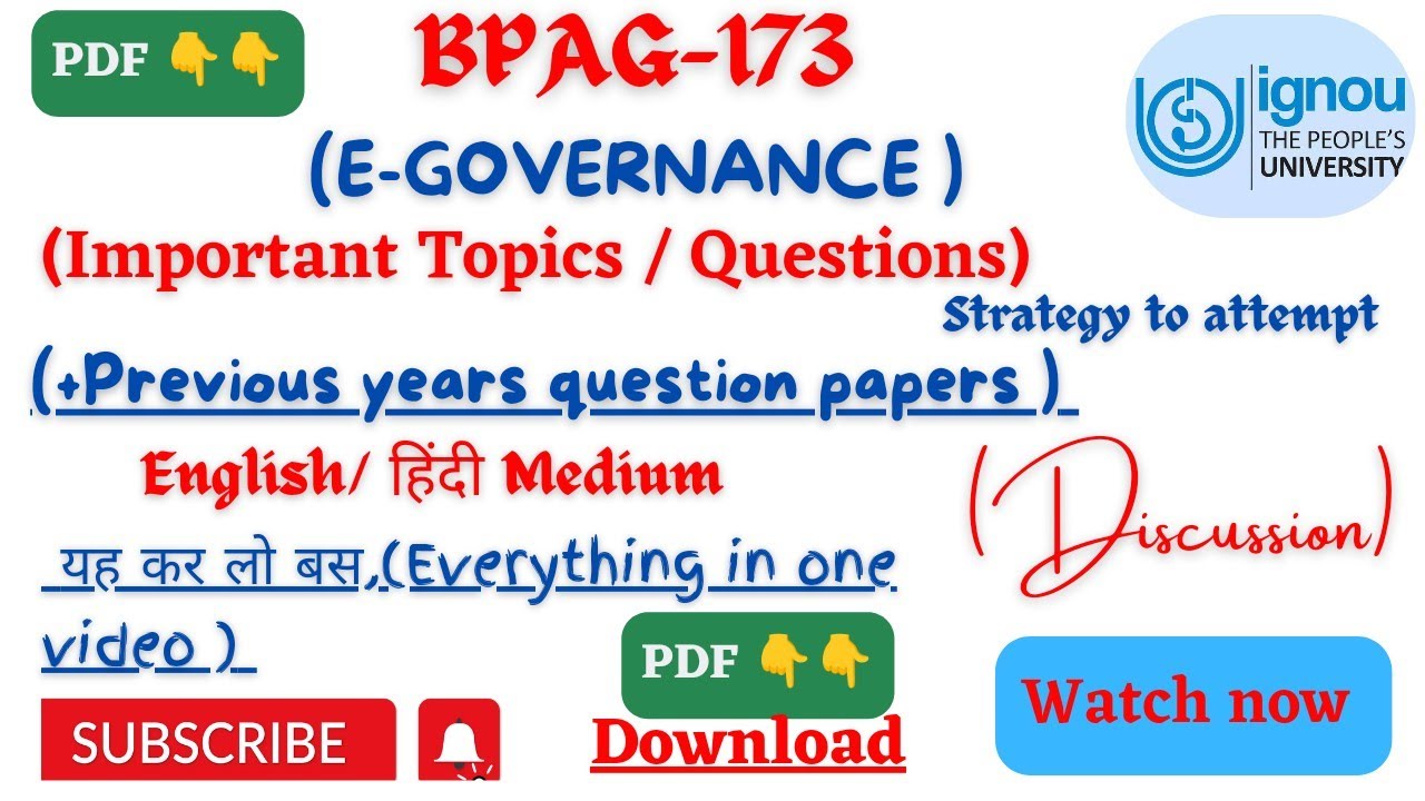 BPAG-173;Important Topics+previous years question papers discussion ...