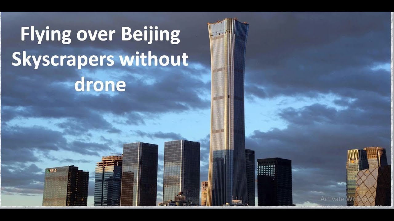 Flying Over Sky Scrapers and High Rise in Beijing China Without Drone ...
