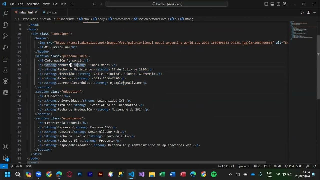 Ejemplo Curriculum - HTML y CSS - YouTube