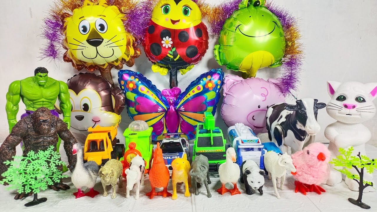 Balon karakter lucu dan mainan hewan sapi, bebek, angsa, kuda, sapi ...