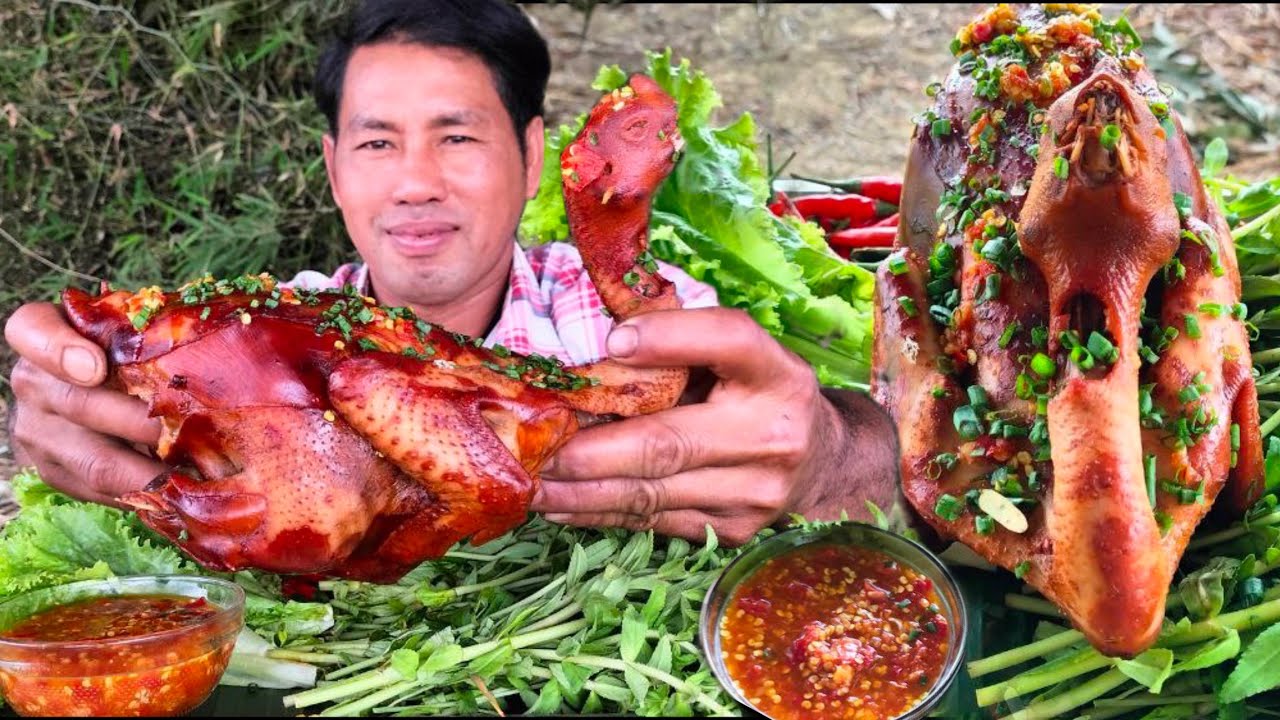 Roasted Wood Chicken BBQ With Chili’s Sauce Recipe,Cooking ,Eating So ...