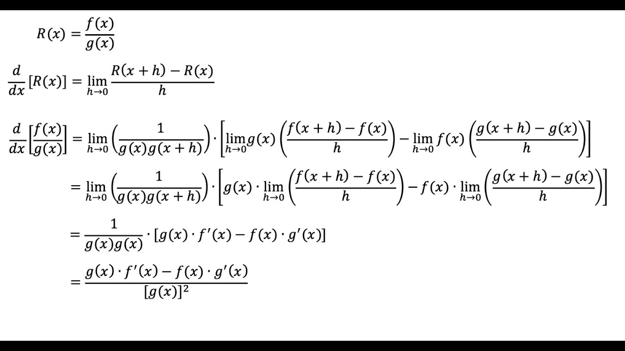 Quotient Rule Proof For Derivatives In Calculus YouTube Quotient Rule Proof For Derivatives In Calculus YouTube