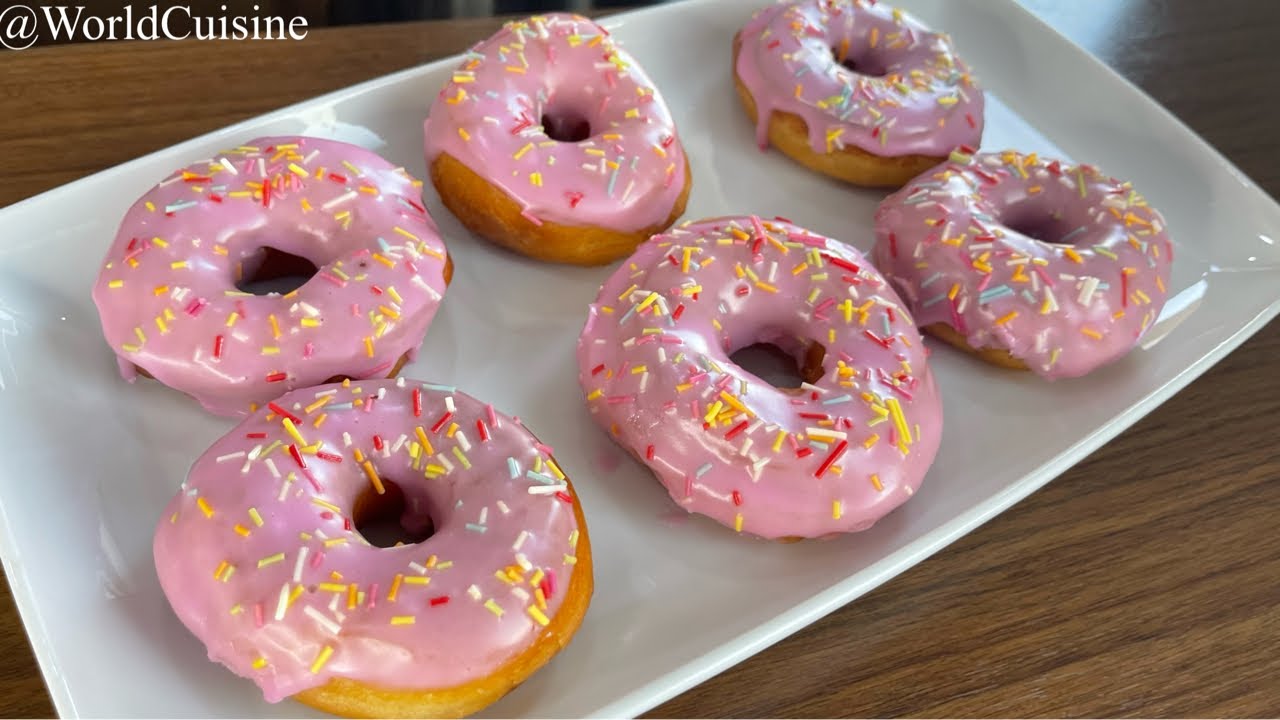 Donut Recipe | Pink Glaze Doughnuts by World Cuisine - YouTube